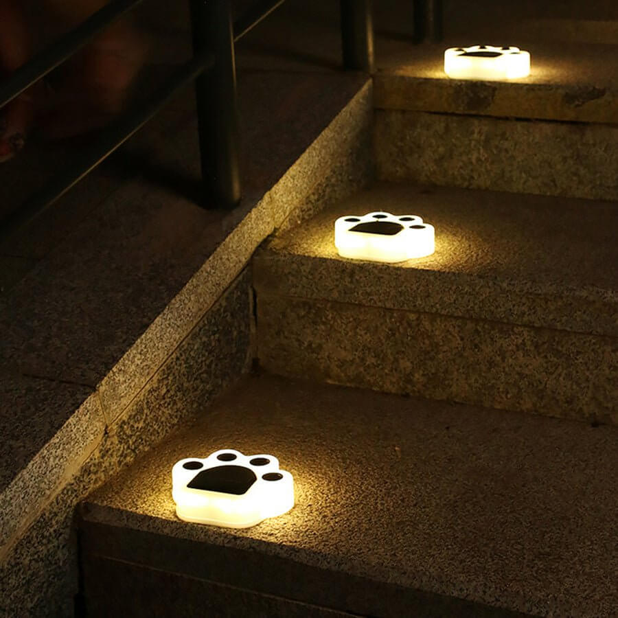 Modern Solar-Powered LED Animal Paw Lights Step Stairs Lighting ...